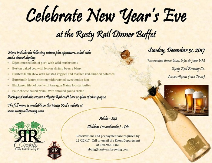 New Years Eve Buffet Dinner | Rusty Rail Brewing Company